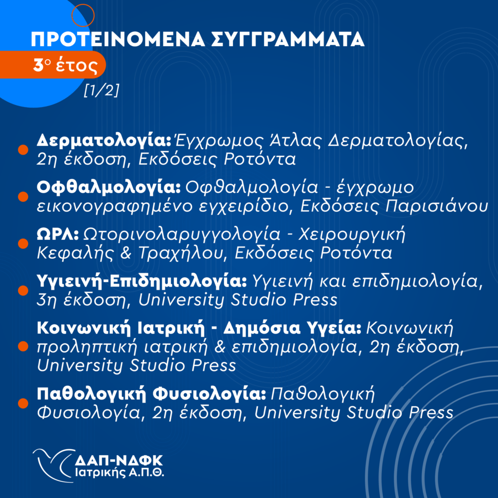 Προτεινόμενα Συγγράμματα – ΔΑΠ-ΝΔΦΚ Ιατρικής Α.Π.Θ.