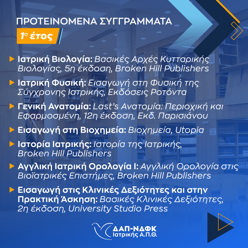 Προτεινόμενα Συγγράμματα – ΔΑΠ-ΝΔΦΚ Ιατρικής Α.Π.Θ.