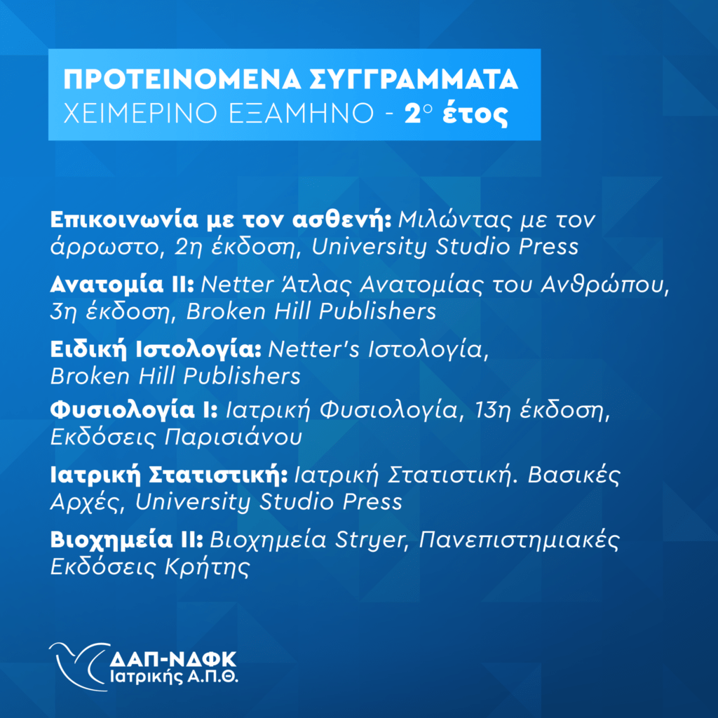 Προτεινόμενα Συγγράμματα – ΔΑΠ-ΝΔΦΚ Ιατρικής Α.Π.Θ.