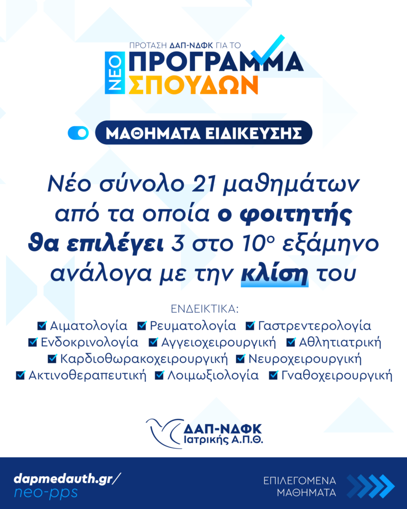 Νέο Π.Π.Σ. – ΔΑΠ-ΝΔΦΚ Ιατρικής Α.Π.Θ.