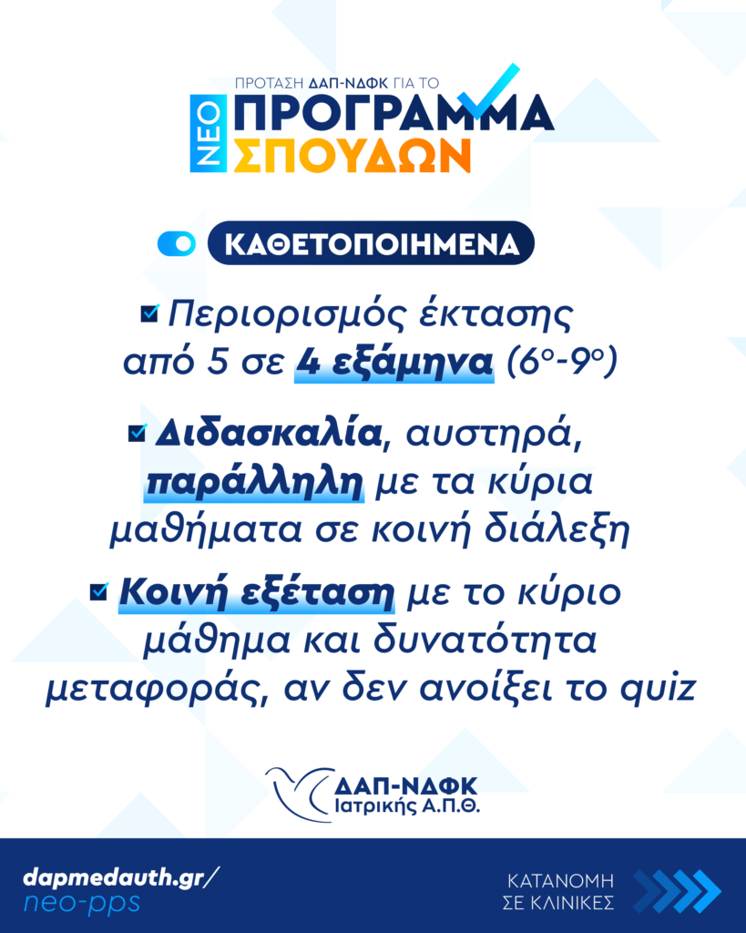 Νέο Π.Π.Σ. – ΔΑΠ-ΝΔΦΚ Ιατρικής Α.Π.Θ.